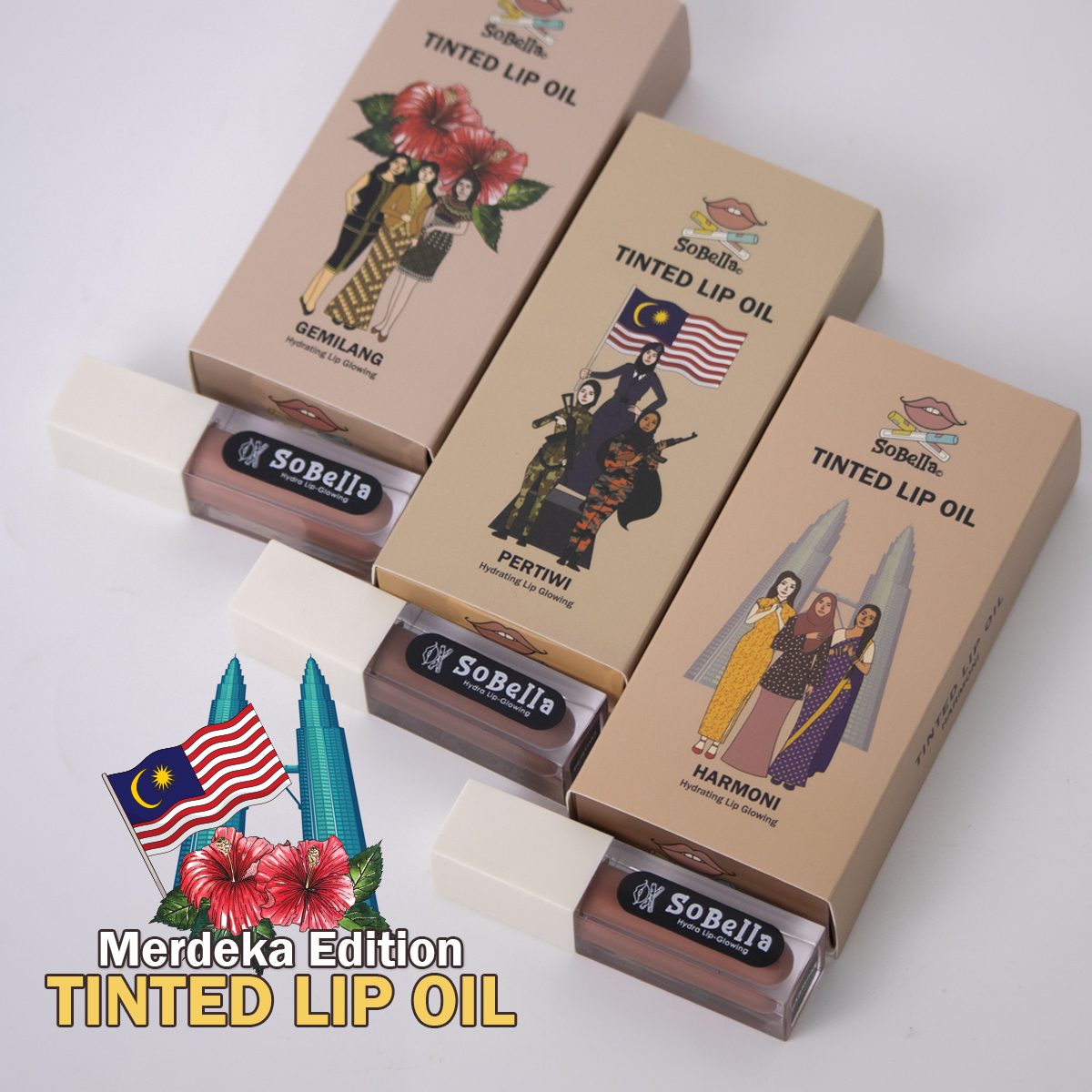 Combo Merdeka Lip Glow ( Harmoni, Gemilang, Pertiwi ) - Sobella Beauty